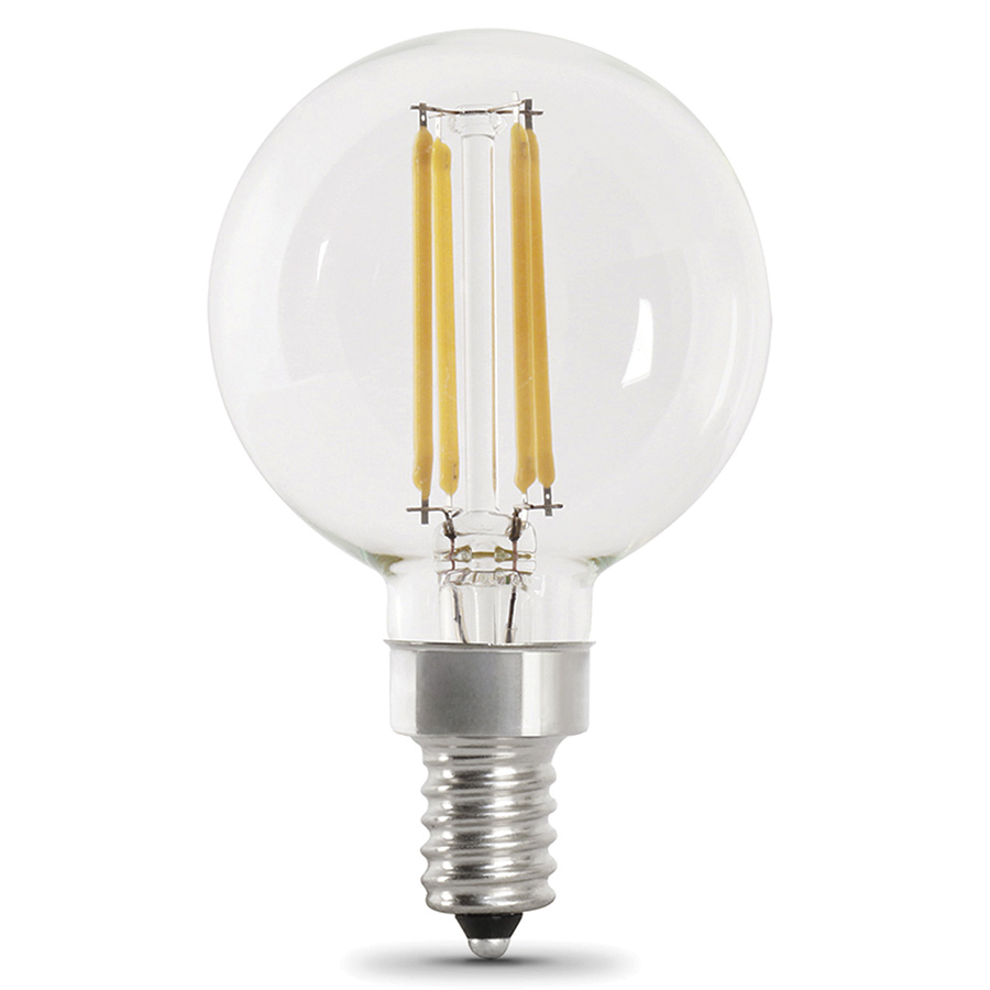 Feit Electric G16-1/2 Filament LED Bulb Replaces 40W 2700K Candelabra ...
