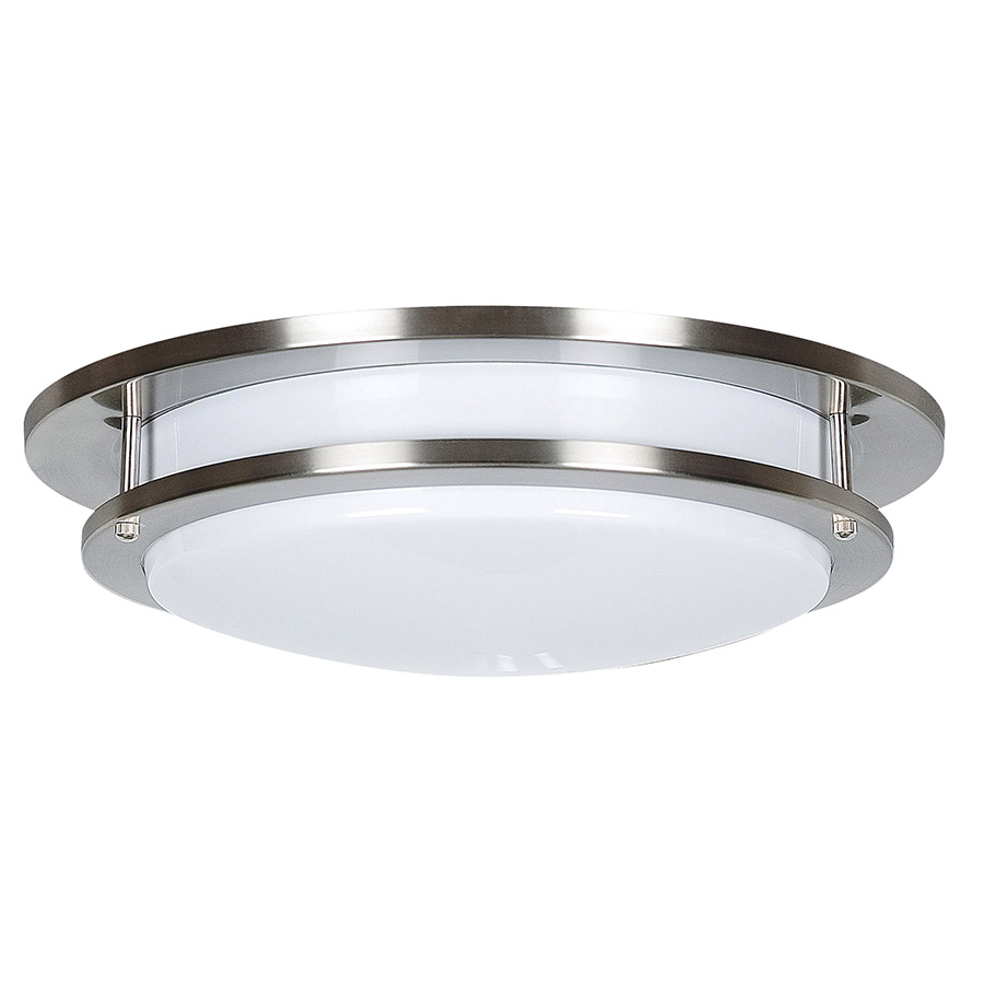Wagonway LLC 16" Fluorescent Round Ceiling Fixture Bright Satin Nickel ...