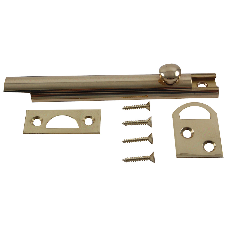LPS Sourcing Door Surface Slide Bolt Polished Brass - 605230 | Lowe's ...