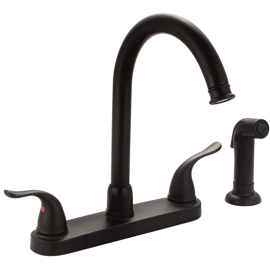 Two-Flare Lever Kitchen Faucet With Spray, Matte Black