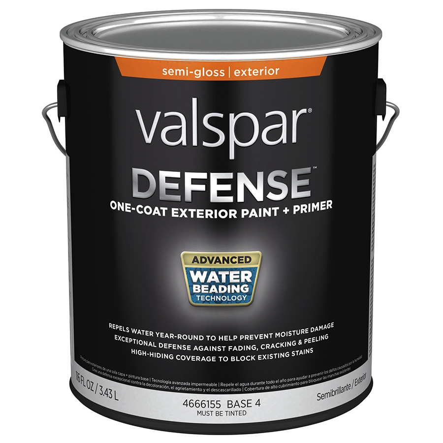 Valspar Defense Semi-Gloss Base 4 Exterior Paint/Primer Gallon